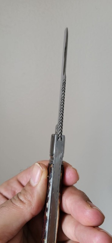 4 1/2" Custom Handmade Bird's Head Bolster Knife, Hammer forged