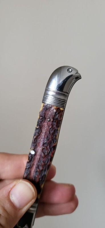 4 1/2" Custom Handmade Bird's Head Bolster Knife, Hammer forged