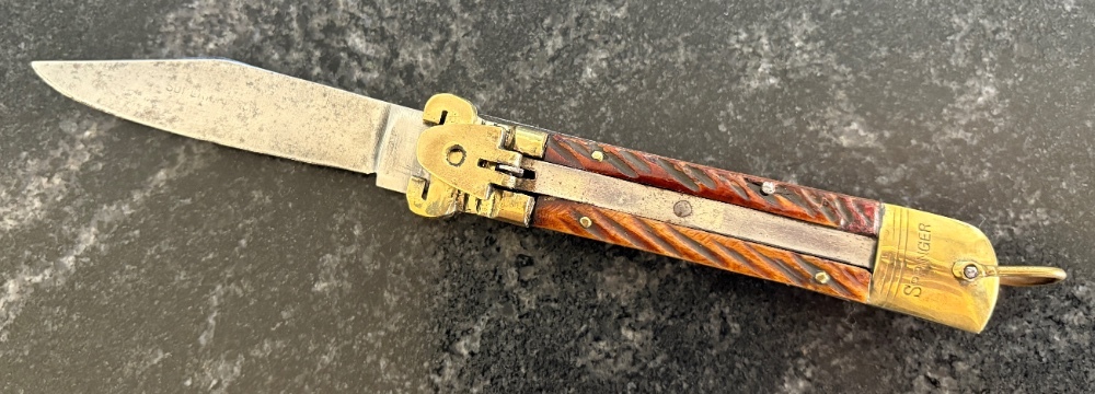 Vintage Shell Puller Lever Lock Switchblade Knife, Japan