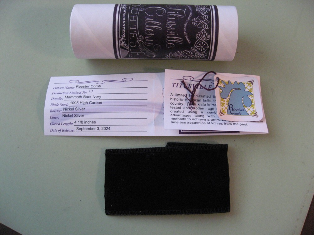 DANIELS FAMILY KNIFE BRANDS-TITUSVILLE CUTLERY-ROOSTER COMB MAMMOTH ...
