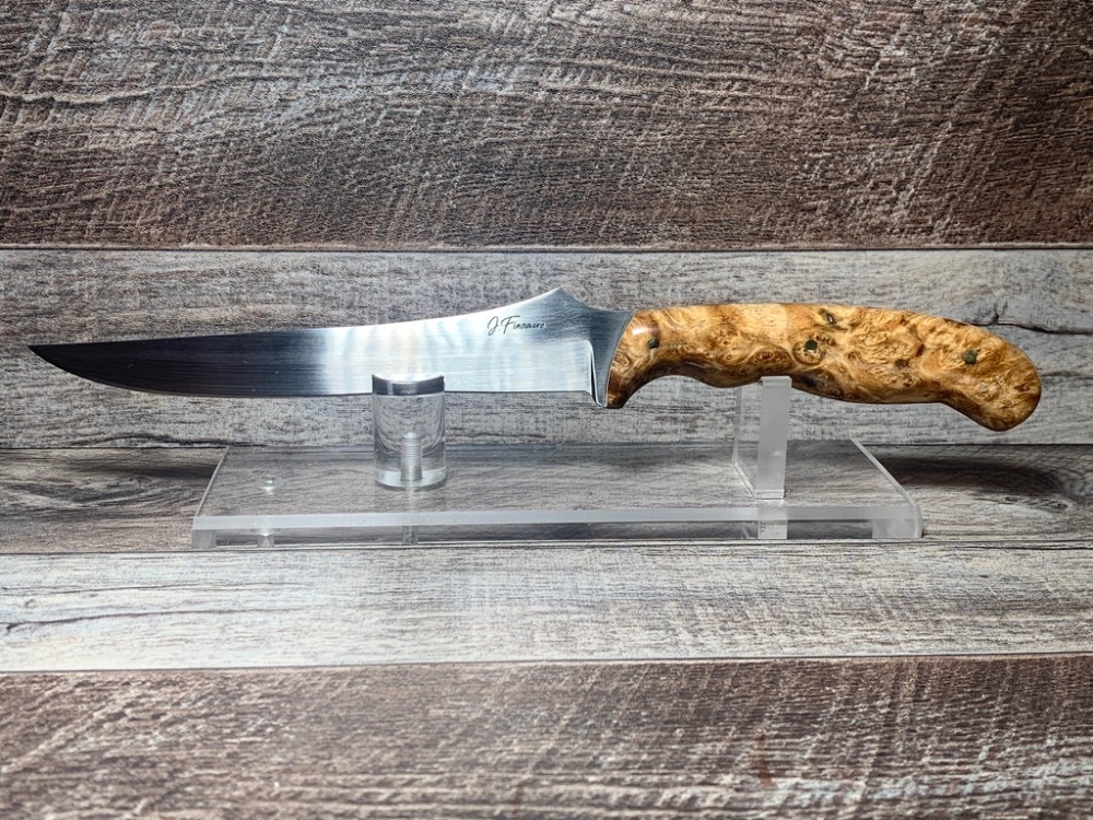Custom Fish Filet Knife in AEB-L Stainless Steel with Amboyna Wood Handles