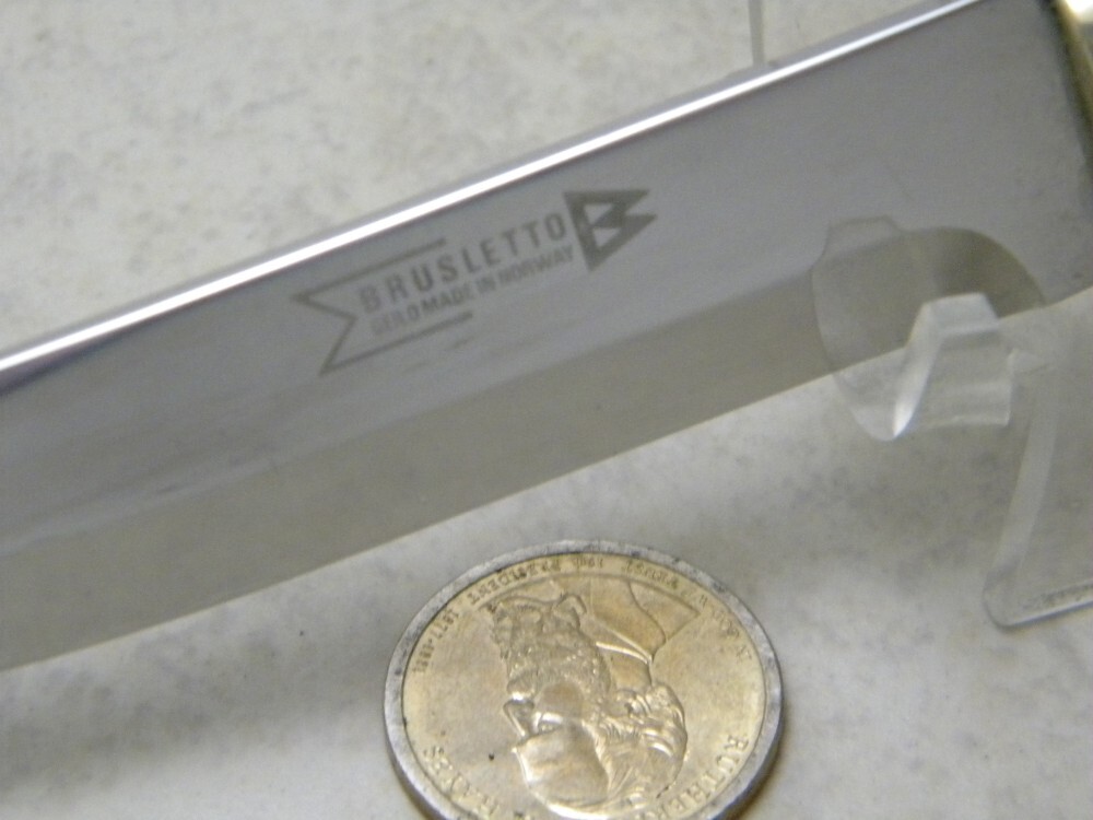 Brusletto Geilo Made in Norway Burl Wood Fixed Blade Knife w/Sheath