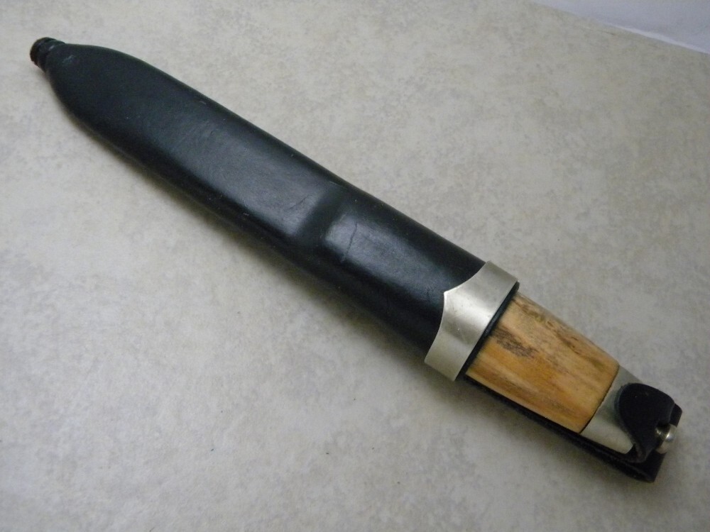 Brusletto Geilo Made in Norway Burl Wood Fixed Blade Knife w/Sheath
