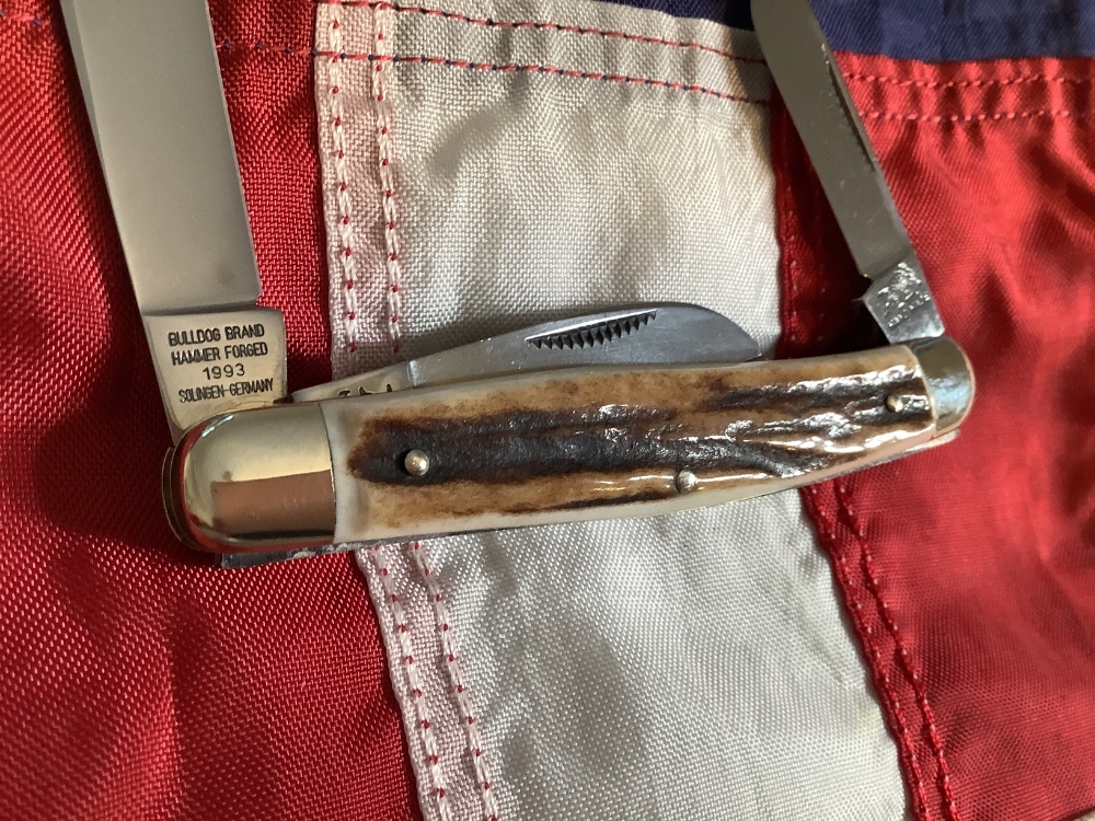 1993 Bulldog Brand Stockman Knife w/ Sweet Stag Handles -NOS