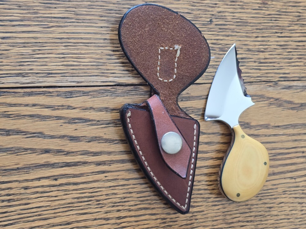 Custom Push Dagger by Alex J. Collins – Micarta Handle with Leather Sheath
