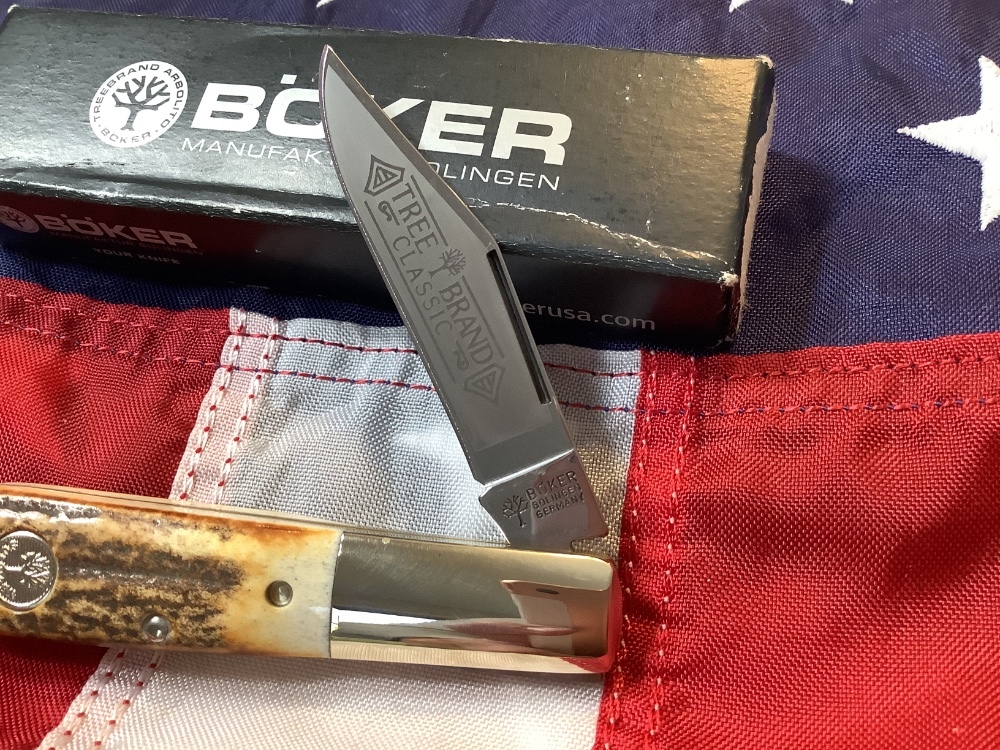 Vintage Boker “Tree Brand” Single Blade Barlow w/ Sweet Stag Handles ...
