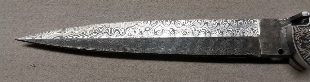 13" Viking Theme Ultra Deep Engraved Dagger Blade Double Eagle Switchblade