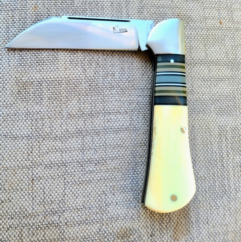 K'roo Warthog Tusk Striper Raven...Ivory Scales..Striper Bolsters ...