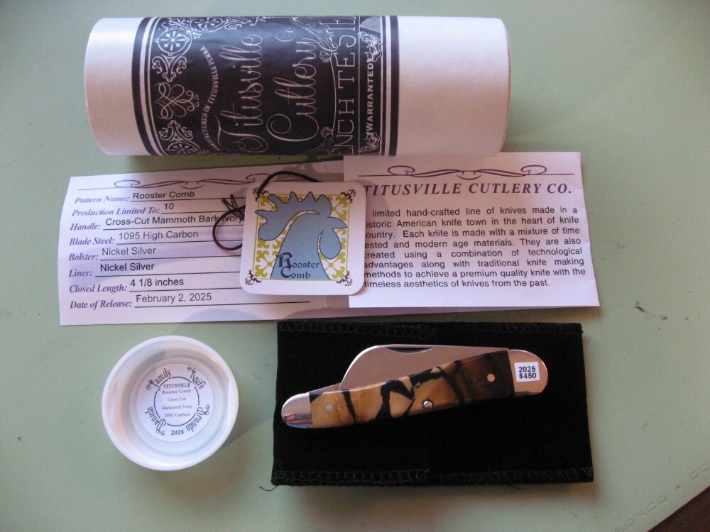 DANIELS FAMILY KNIFE BRANDS-TITUSVILLE CUTLERY-ROOSTER COMB CROSS CUT ...