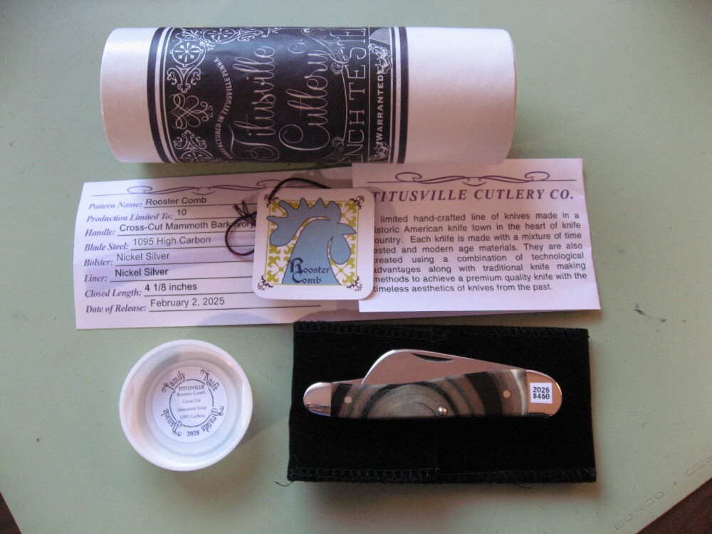 DANIELS FAMILY KNIFE BRANDS-TITUSVILLE CUTLERY-ROOSTER COMB CROSS CUT ...