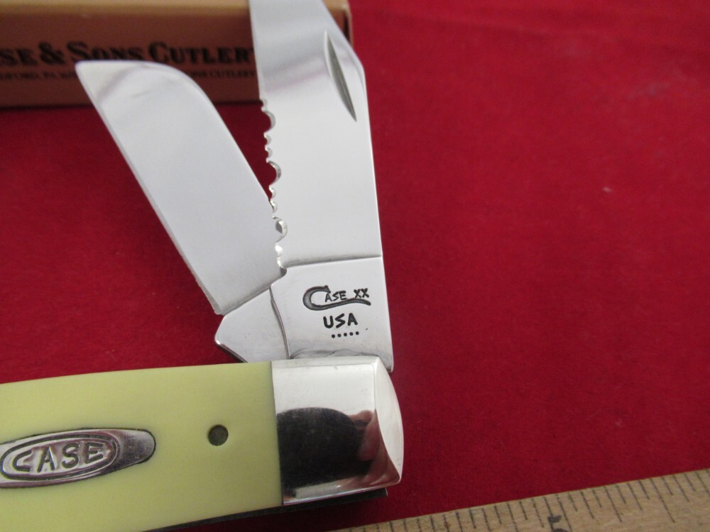 Case XX 1995 Yellow Handle Large Stockman Half Serration Pattern # 3375 SS