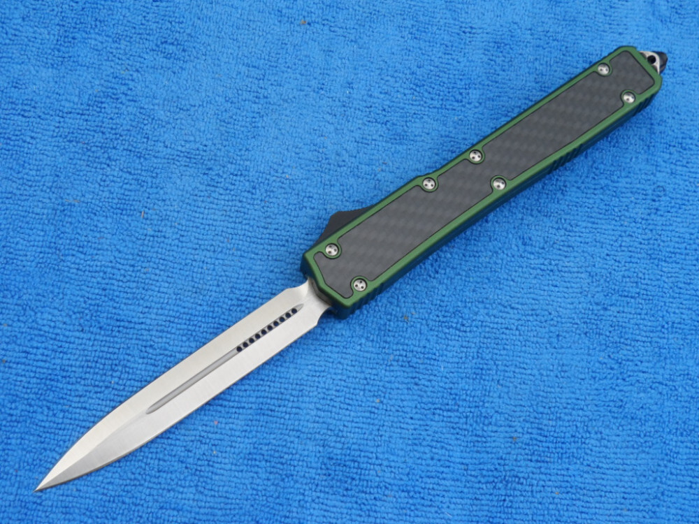 New 10.5" Dagger Blade OTF T6-6061 Army Green handles with carbon fiber ...