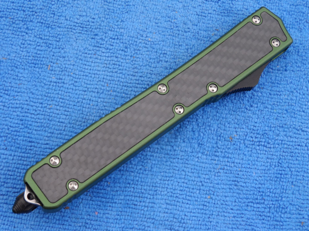 New 10.5" Dagger Blade OTF T6-6061 Army Green handles with carbon fiber ...