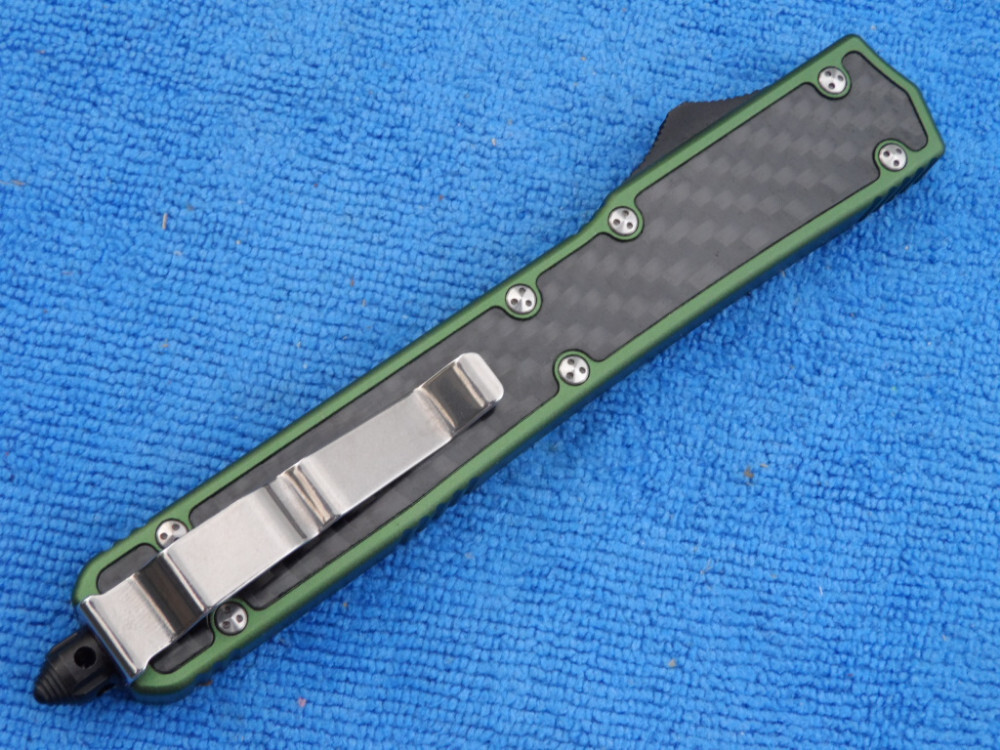 New 10.5" Dagger Blade OTF T6-6061 Army Green handles with carbon fiber ...