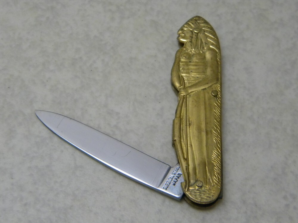 Brass Indian Chief Figural Knife