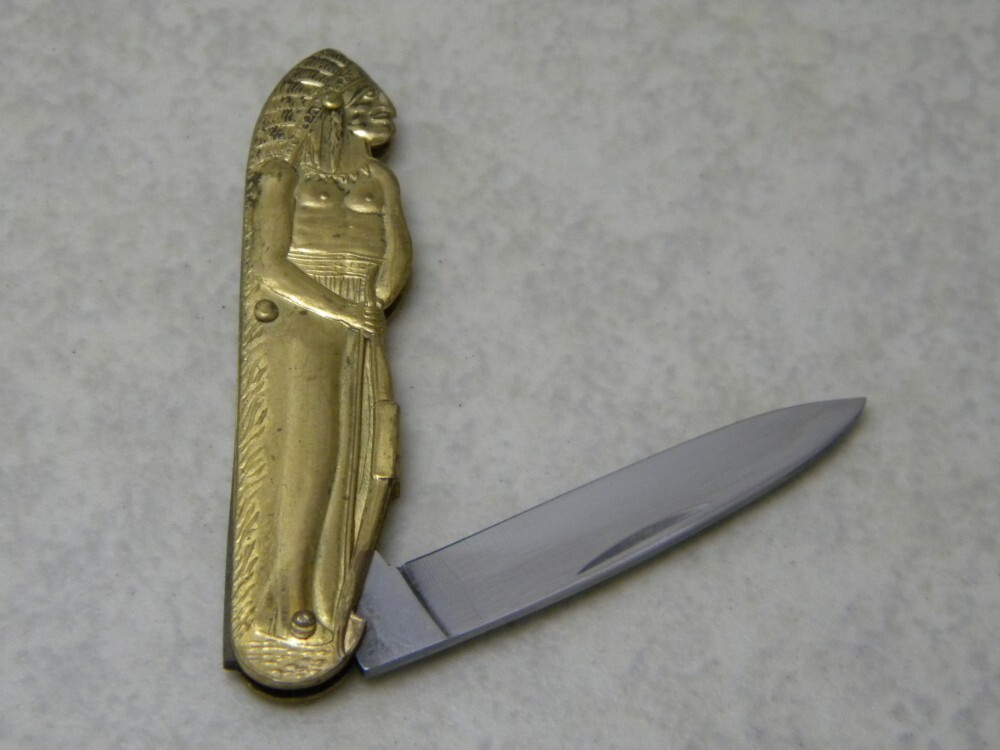 Brass Indian Chief Figural Knife