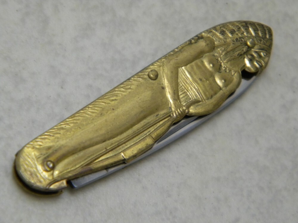 Brass Indian Chief Figural Knife