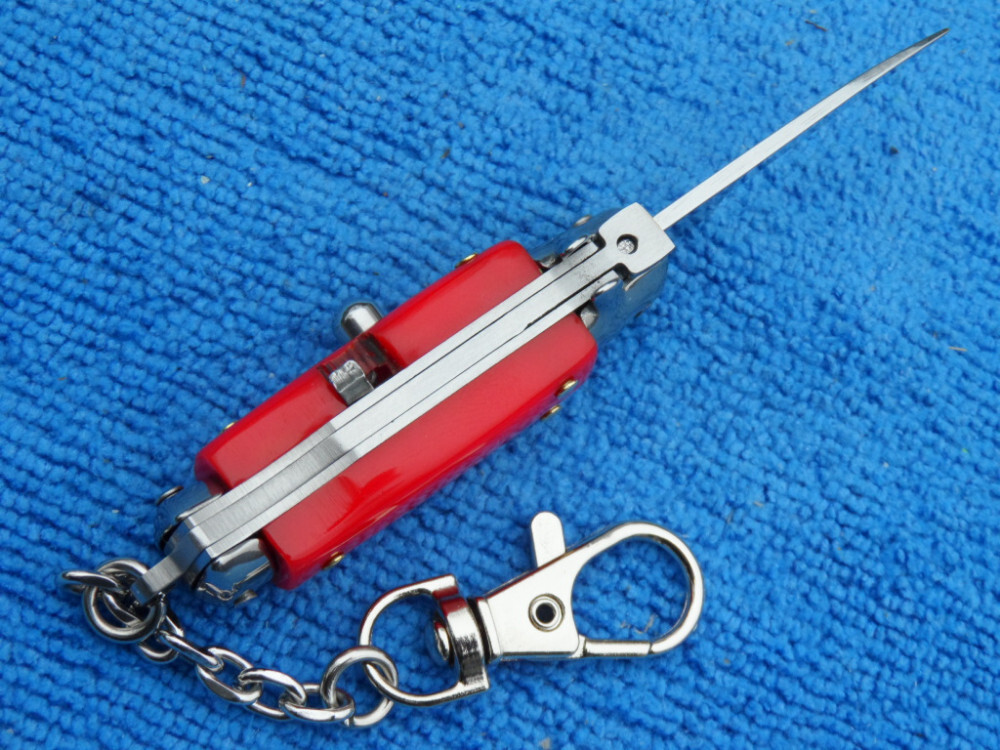 New 3-3/4" Wasp Body Red handle Stiletto keychain Switchblade Knife