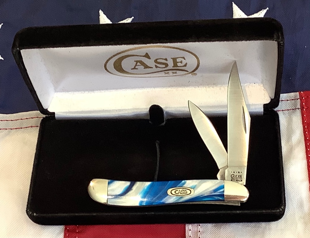 Case xx Peanut Knife (MDL# 6220 SS) w/ Blue and White Swirl Synthetic ...