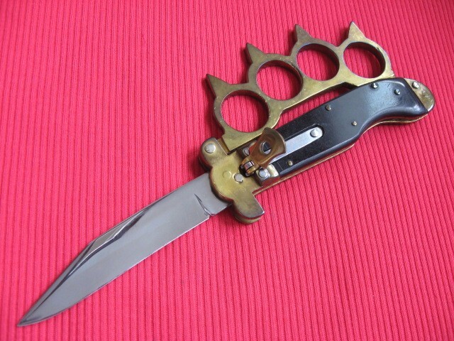 Unique German Leverlock Brass Knuckle Switchblade Knife