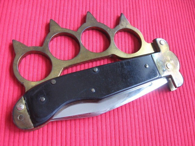 Unique German Leverlock Brass Knuckle Switchblade Knife