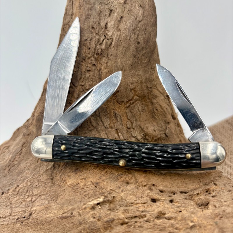 Imperial USA Stockman 3 Blade Pocket Knife, Jig Black Composite Handles ...