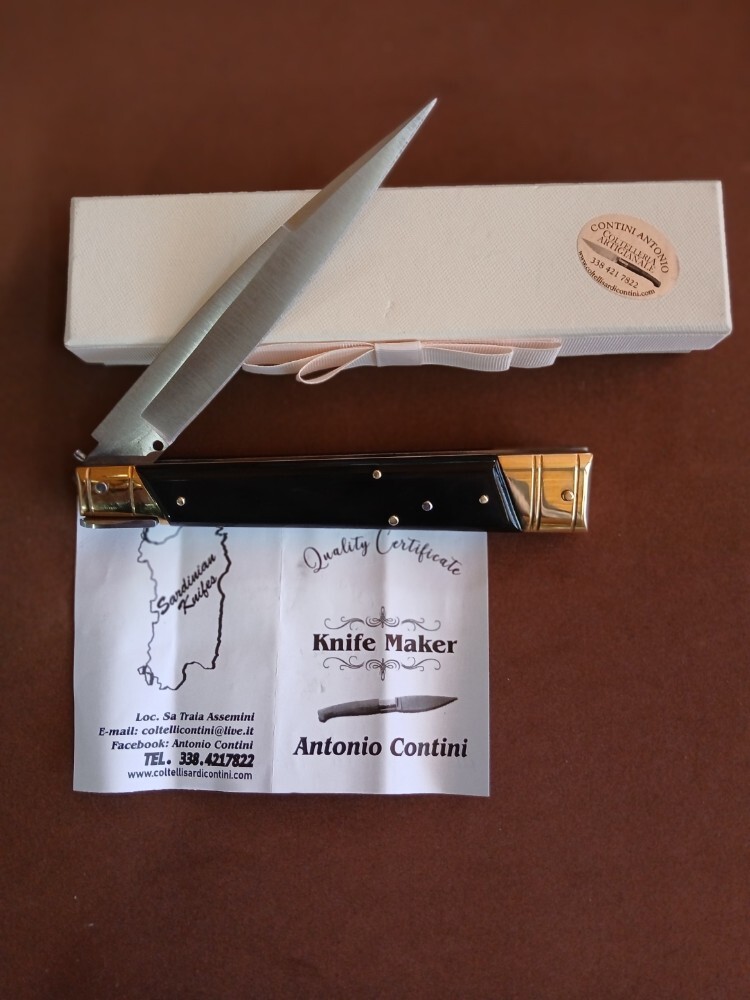 HAND PICKED SOLID BLACK BUFFALO HORN 13"ITALIAN PIC LOCK SWITCH BLADE ...