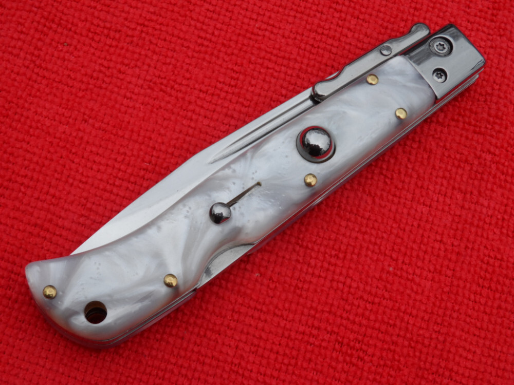 9" Italian Roma style Swinguard Switchblade knife Pearl handles