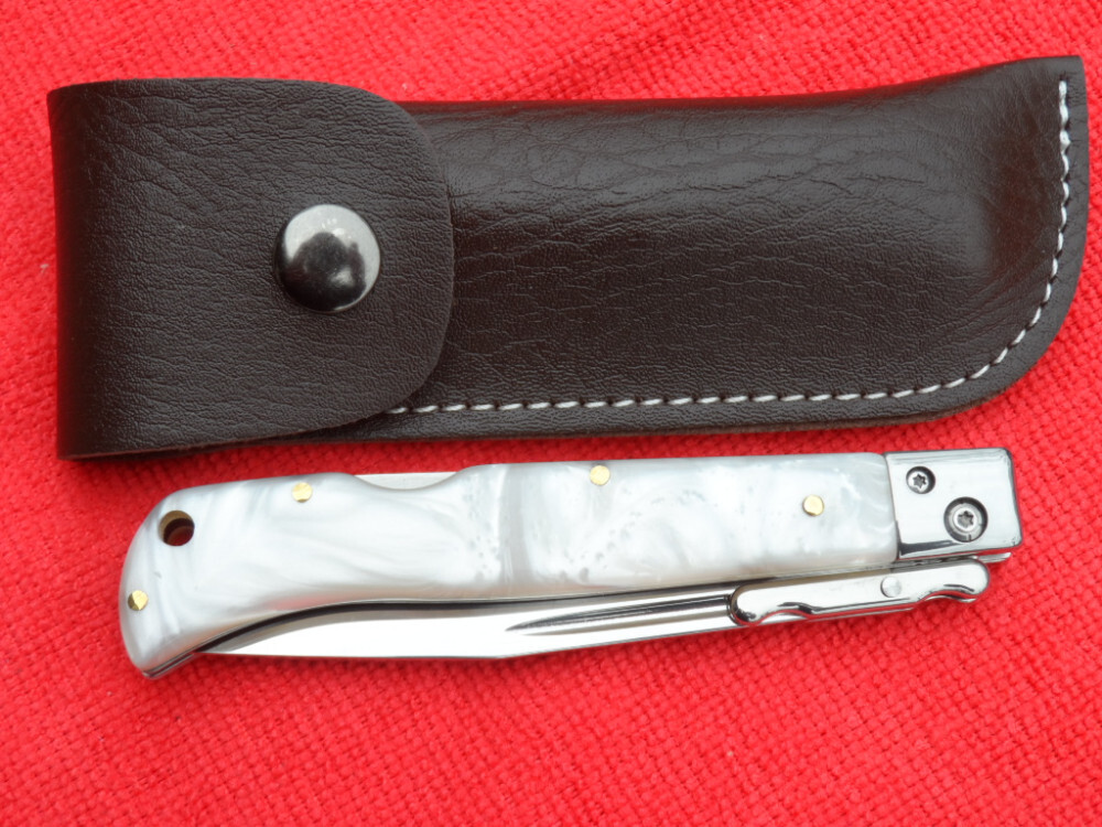 9" Italian Roma style Swinguard Switchblade knife Pearl handles