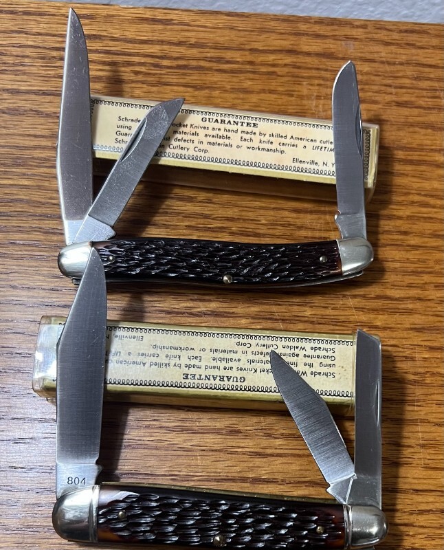 2 KNIVES - SCHRADE NY USA 804 & SCHRADE NY USA 861 WITH VIEW TUBE BOXES