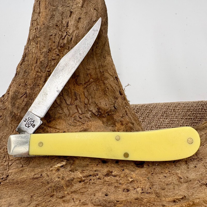 Case XX Slimline Trapper 31048 CV Smooth Yellow Synthetic Folding Knife ...