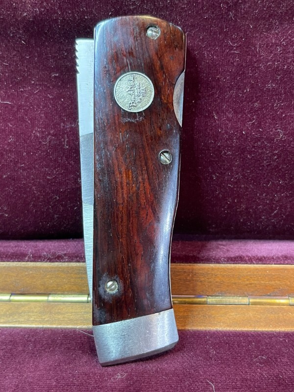 Vintage Benchmark Rolox Viper Sliding Belly Lock knife; wood scales