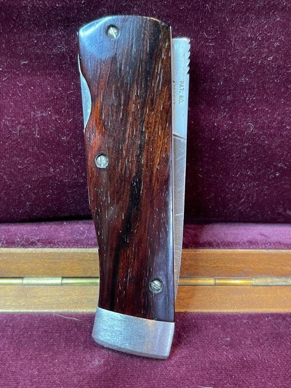 Vintage Benchmark Rolox Viper Sliding Belly Lock knife; wood scales