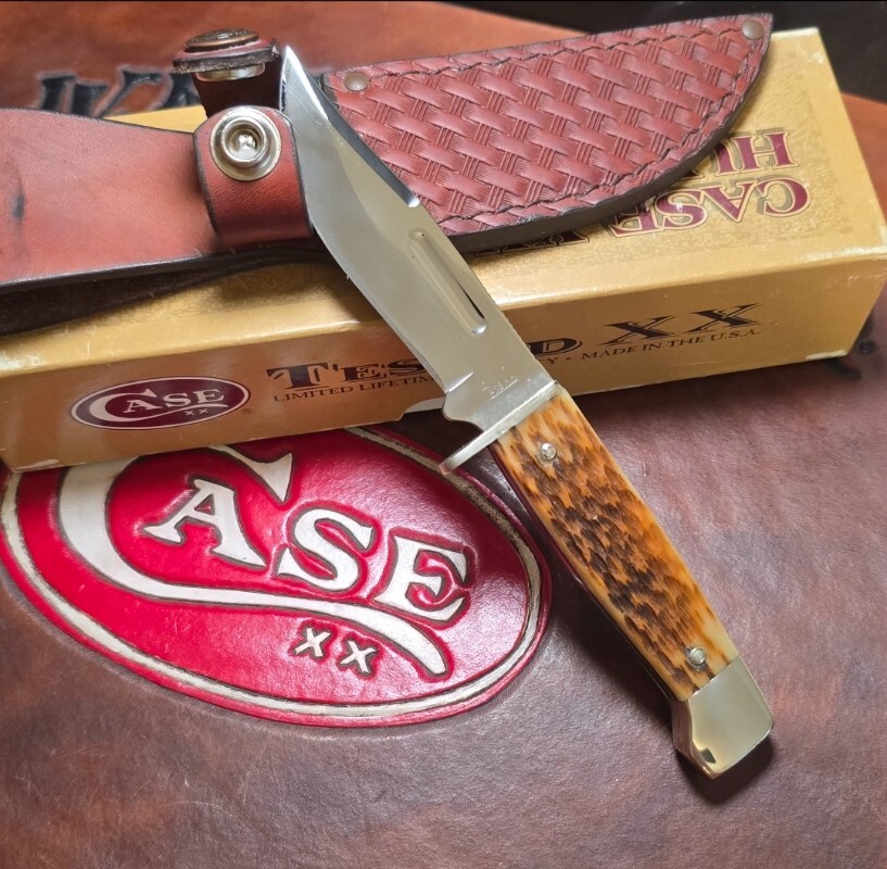 2006 Case XX Amber Bone Mini Slab Side Hunter