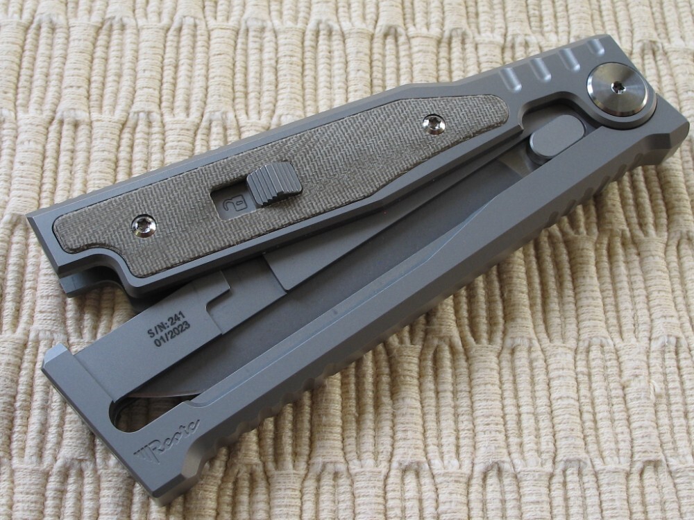 REATE - EXO-M GRAVITY KNIFE / Drop Point / Green Micarta Inlays (NIB)