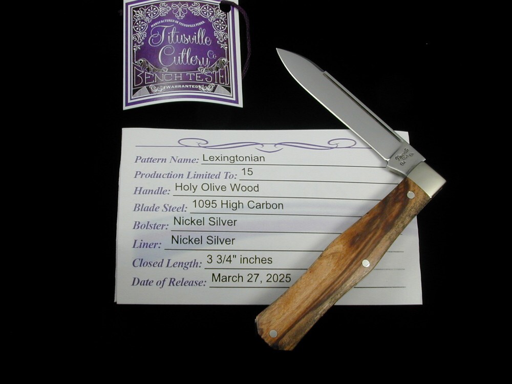 Titusville Cutlery Holy Land Olive Wood Lexingtonian Coffin Jack Knife ...