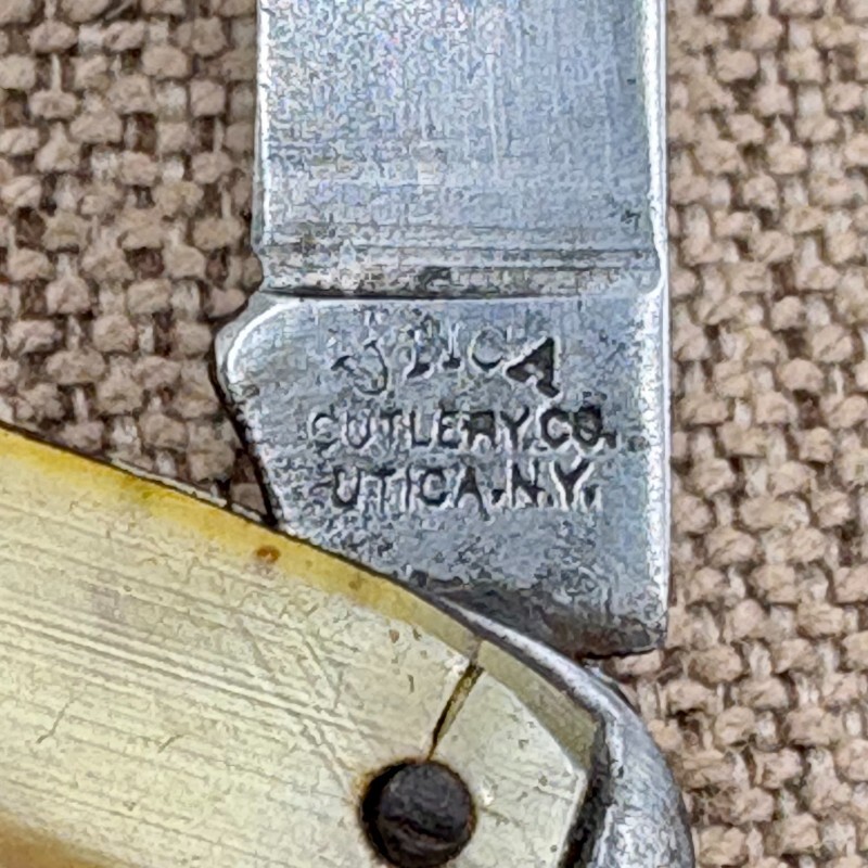 Utica Cutlery Vintage Pearlized Handle Advertising Single Blade Pocket ...