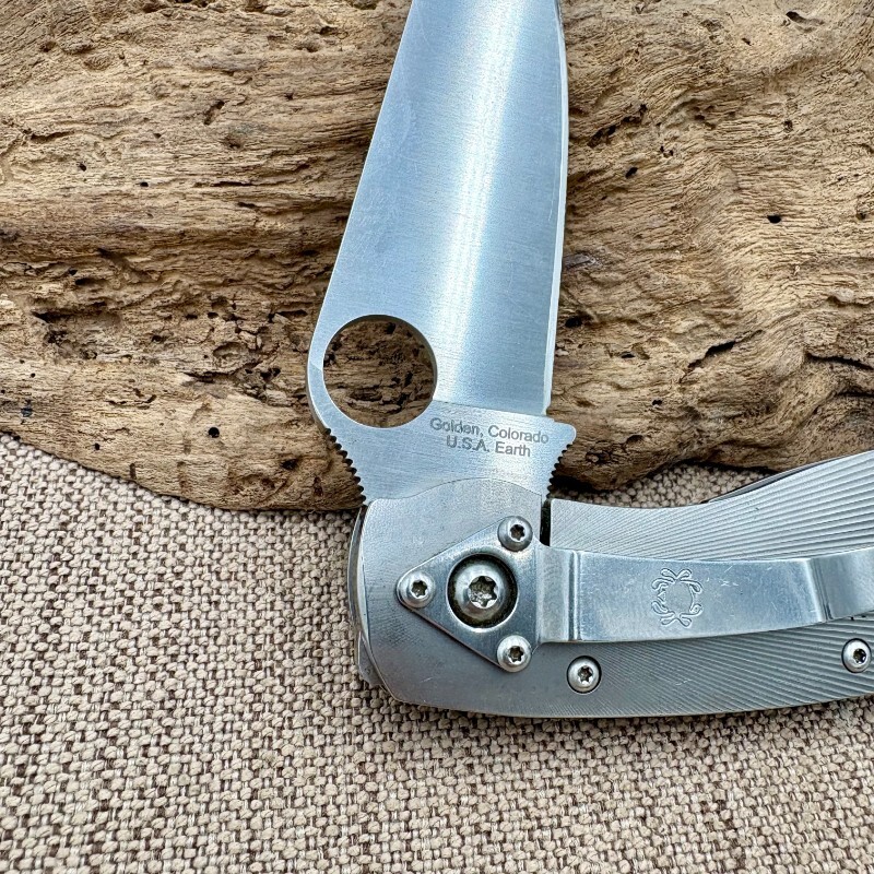 RARE Spyderco Military Titanium Fluted 4" S30V Satin C36TIFP ...