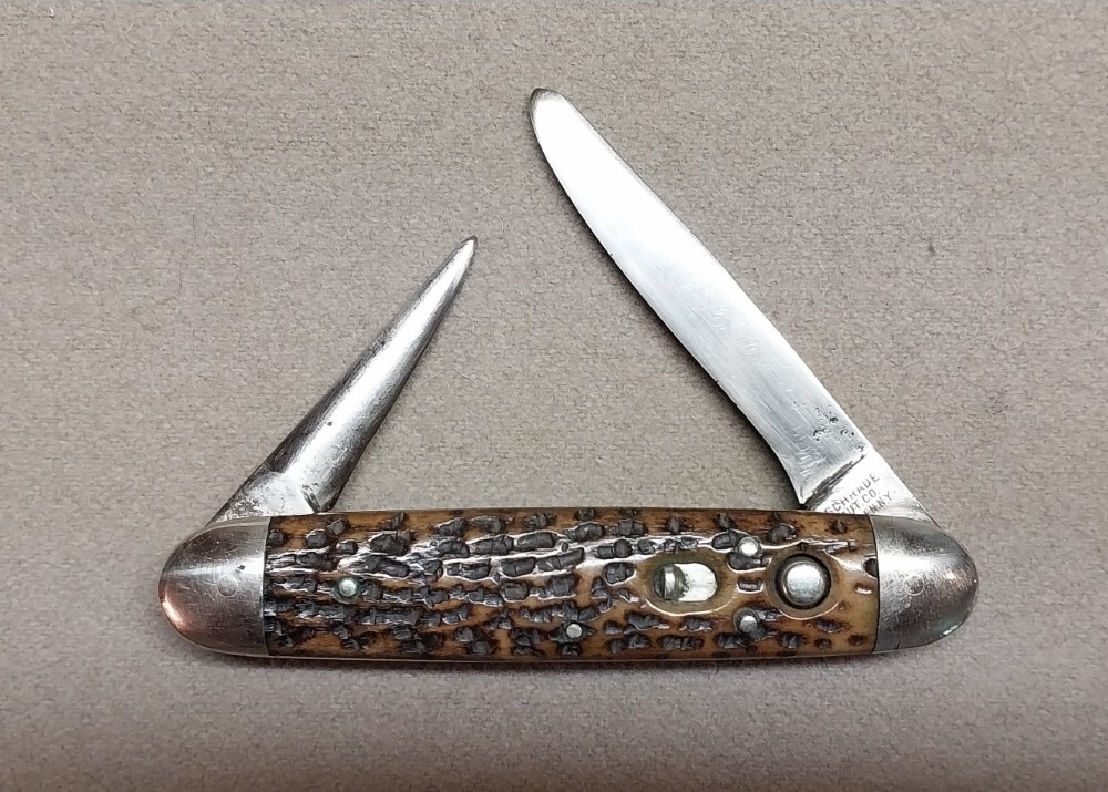 Rare Early Schrade Cut Co with Awl Punch Blade '06 '07 Patent Jigged Bone