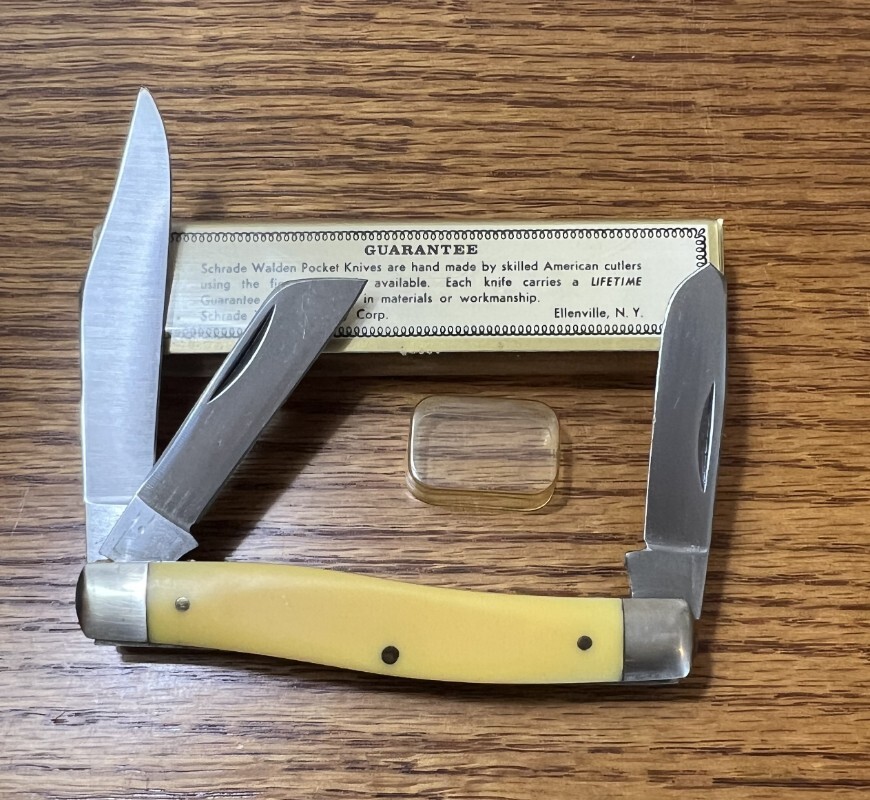 VINTAGE SCHRADE NY USA 881Y POCKET KNIFE AND VIEW TUBE BOX - EXCELLENT NOS
