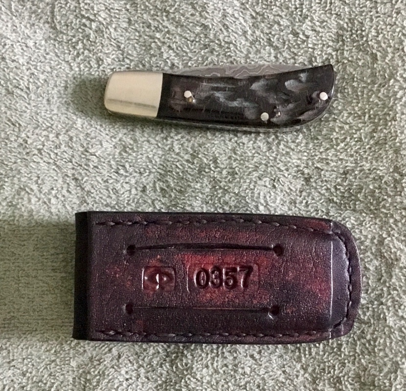 Custom Conrad Pienaar Damascus Slip Joint Knife Mint