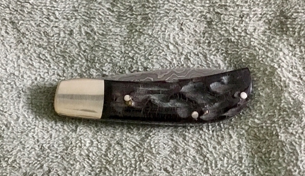 Custom Conrad Pienaar Damascus Slip Joint Knife Mint