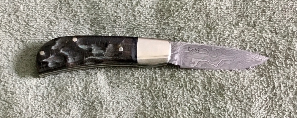 Custom Conrad Pienaar Damascus Slip Joint Knife Mint