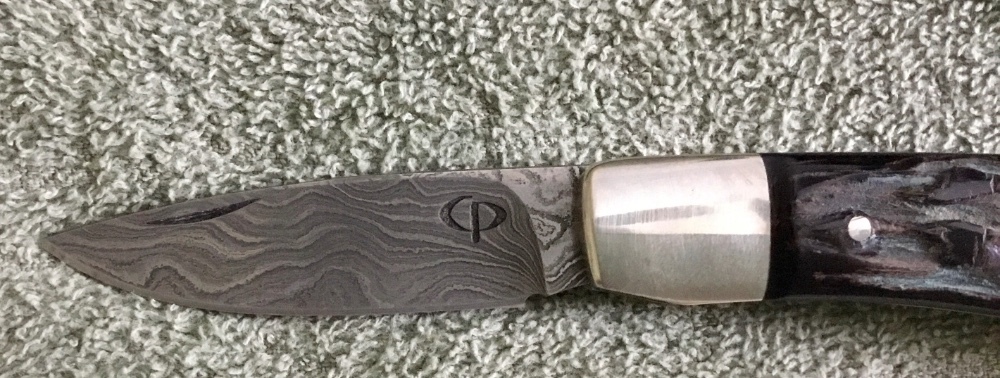 Custom Conrad Pienaar Damascus Slip Joint Knife Mint