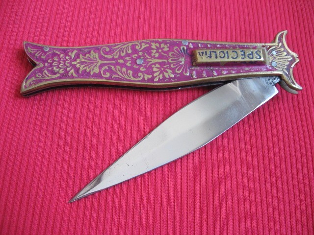 Vintage All Metal Dagger Fishtail Switchblade Knife - 10"