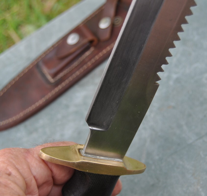Saw Tooth Fighter Black Micarta Finger Grooves Lanyard Hole Leather ...
