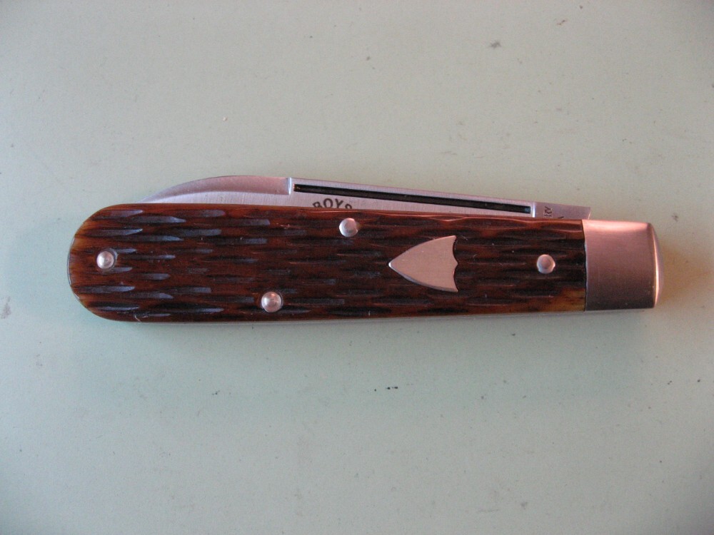 GREAT EASTERN TIDIOUTE 152125 BOYS BADGE KNIFE ANTIQUE AUTUMN JIGGED BONE