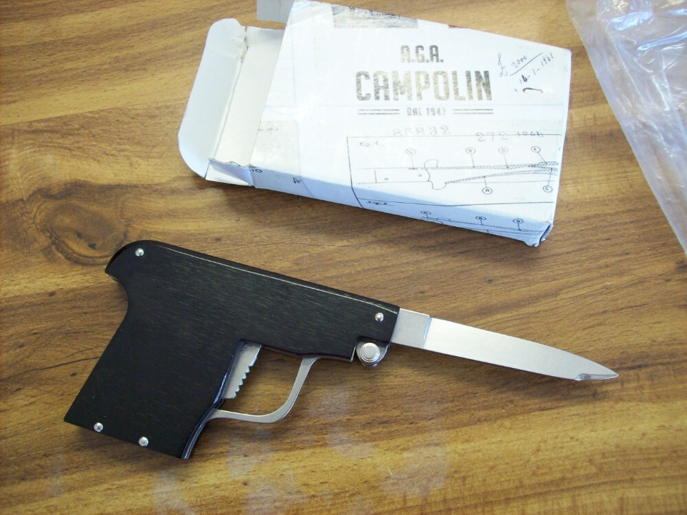 A.G.A. Campolin Rare Italian Gun Knife Black Ebonywood Circa 2019 ...