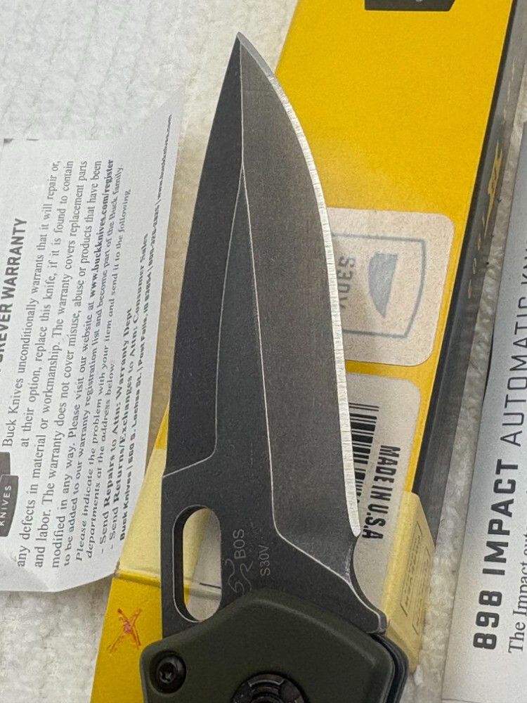 Buck Impact Push Button Auto Knife 0898GRS Sliding Safety Lock New In ...