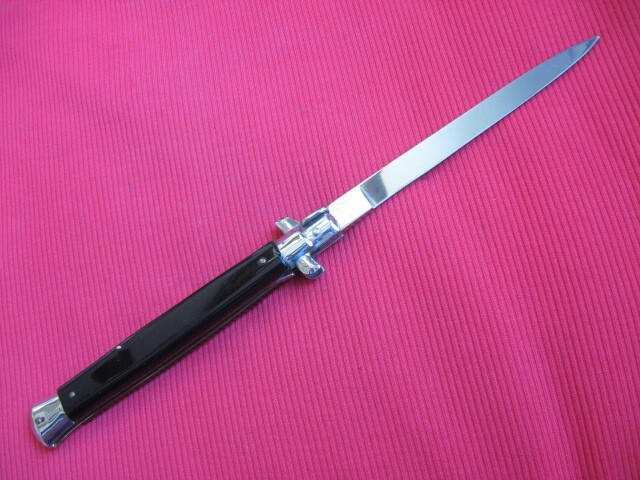 New Old Stock "INOX" 13 Inch Jet Black ITALIAN STILETTO Switchblade Knife